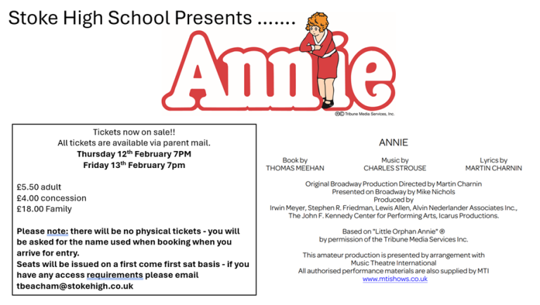 Stoke High School - Ormiston Academy - Annie The Musical - 12th & 13th ...